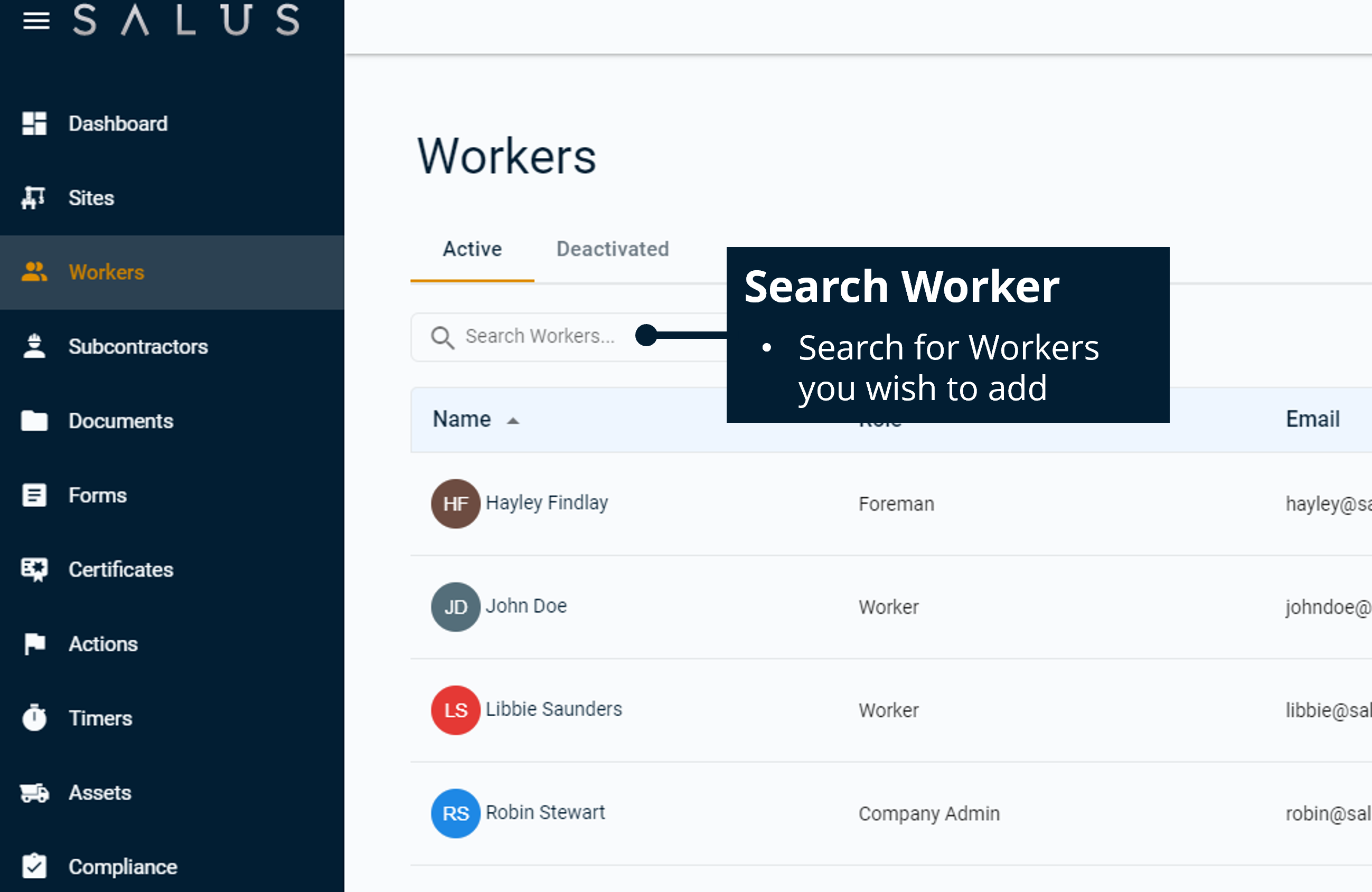 Add workers to sites – SALUS