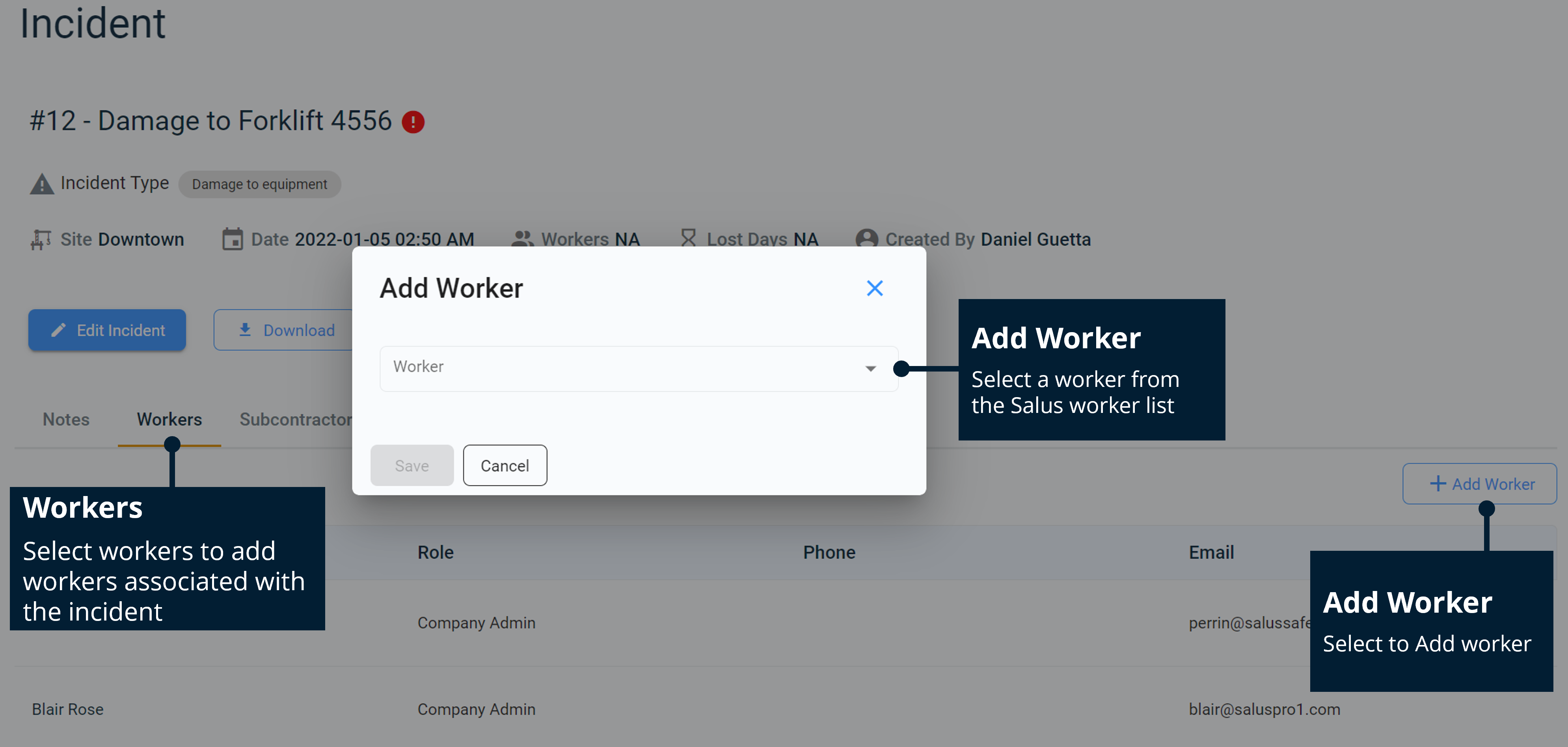 Incidents Overview – SALUS